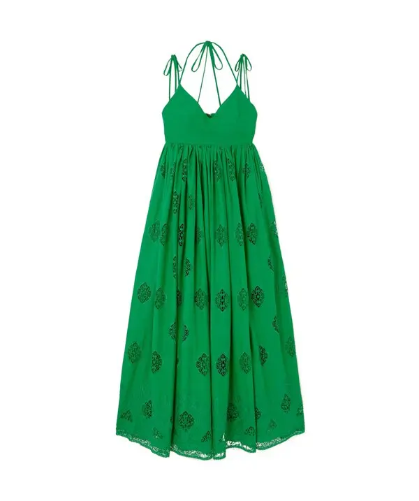 Erdem Strappy Lace Midi Dress - Green