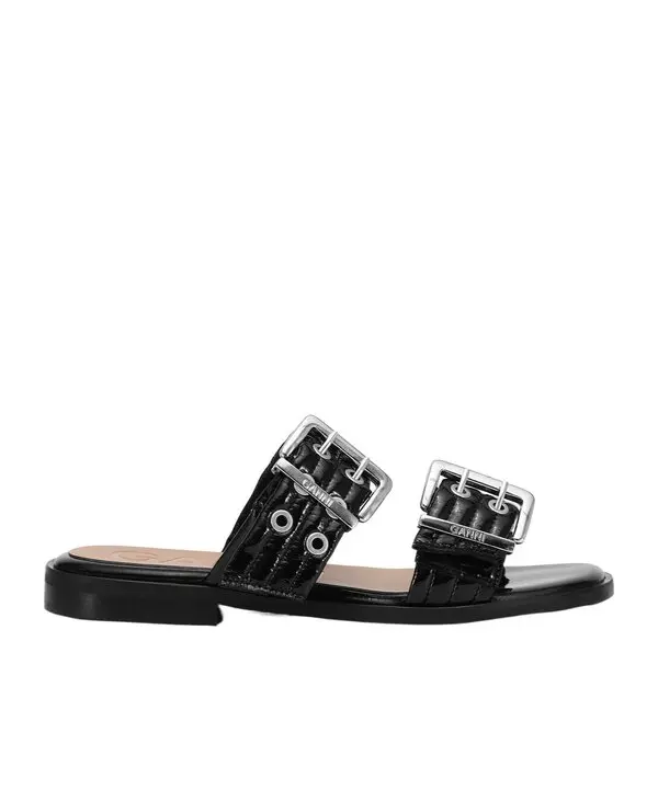 GANNI Two-strap Buckle Sandals - Black