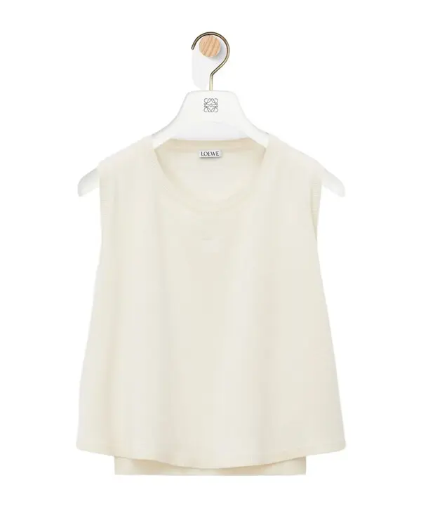 Loewe Sleeveless Jumper With Embroidered Logo - White