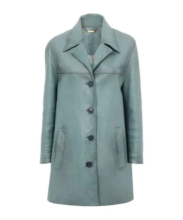 Chloé Single-breasted Long Jacket - Faded Blue