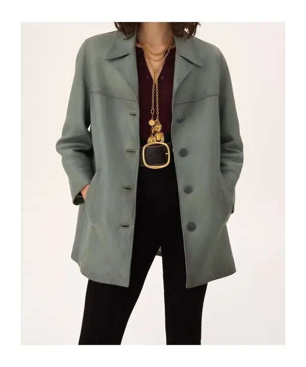 Chloé Single-breasted Long Jacket - Faded Blue