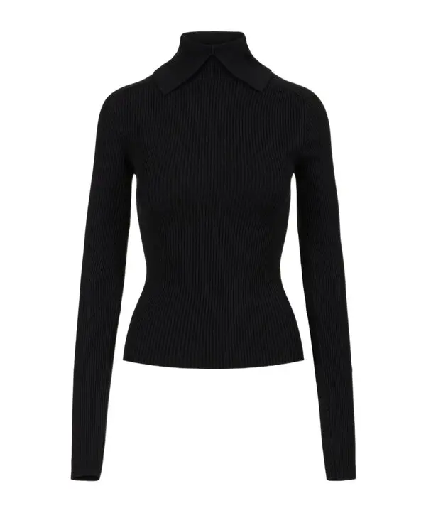 Iceberg Ribbed Collared Long Sleeve Top