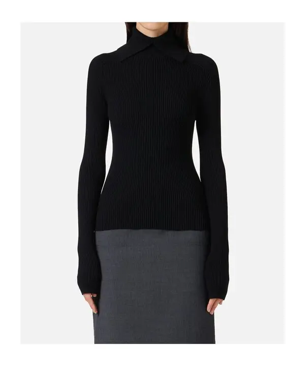Iceberg Ribbed Collared Long Sleeve Top