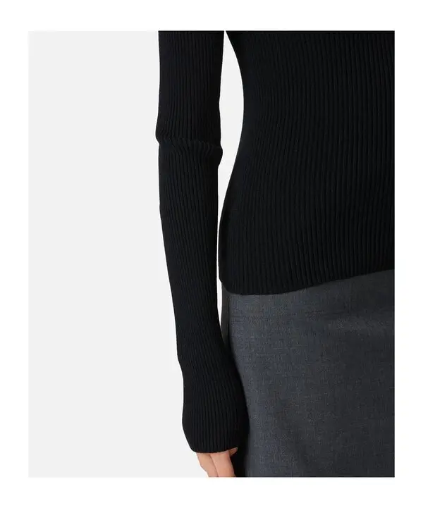 Iceberg Ribbed Collared Long Sleeve Top