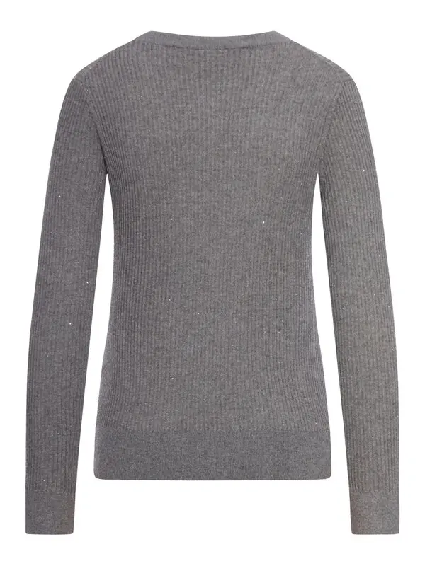 Max Mara Crewneck Ribbed Jumper - Gray