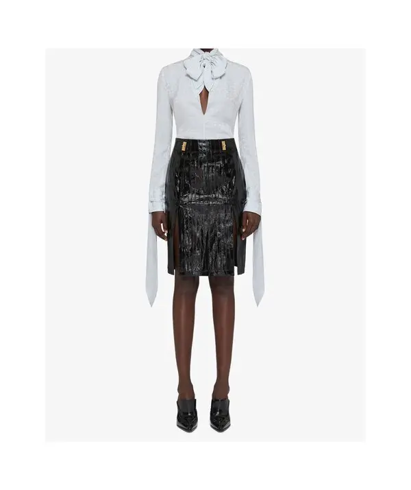 Givenchy Monogram 72 Jacquard Blouse With Lavalliere And Cuffed Sleeves - Light Blue