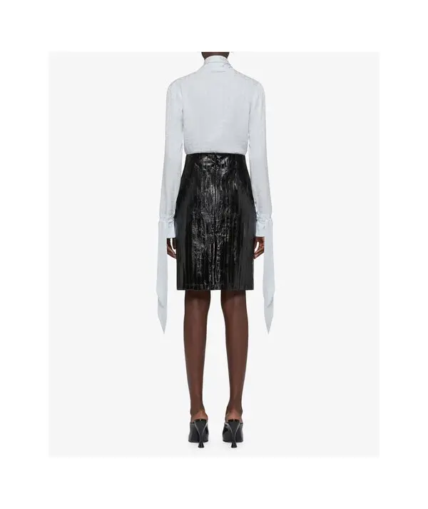 Givenchy Monogram 72 Jacquard Blouse With Lavalliere And Cuffed Sleeves - Light Blue