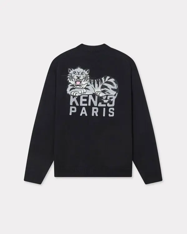 Kenzo Happy Tiger Embroidered V-neck Cardigan