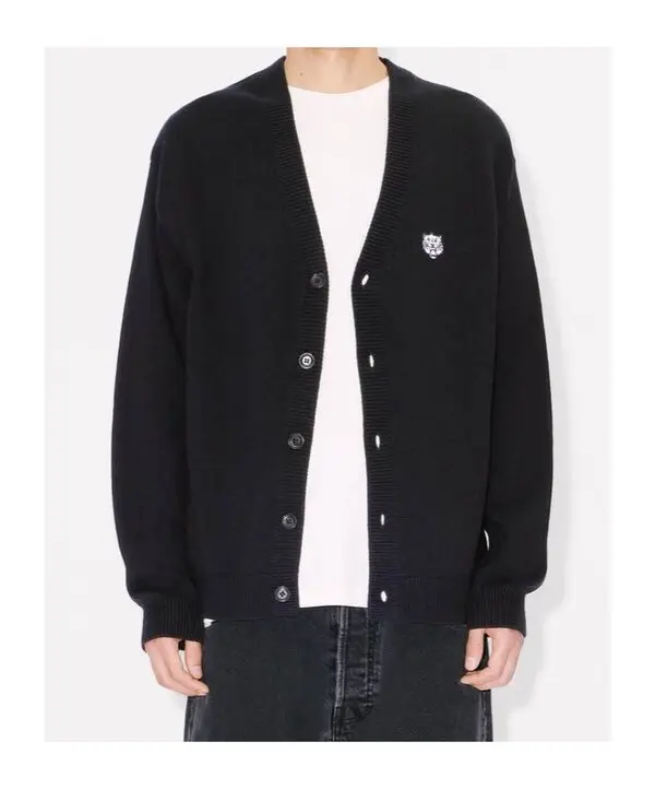 Kenzo Happy Tiger Embroidered V-neck Cardigan