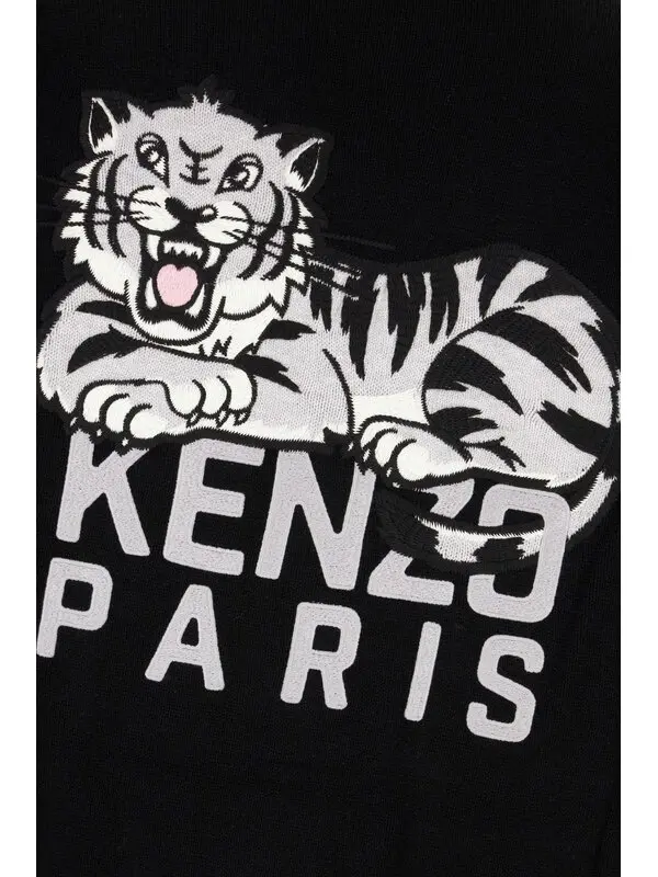 Kenzo Happy Tiger Embroidered V-neck Cardigan