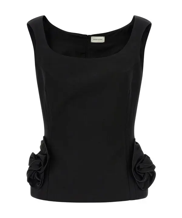 Magda Butrym Sleeveless Top With Floral Appliqu - Black