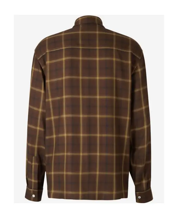 Palm Angels Logo Embroidered Checked Long-sleeved Shirt