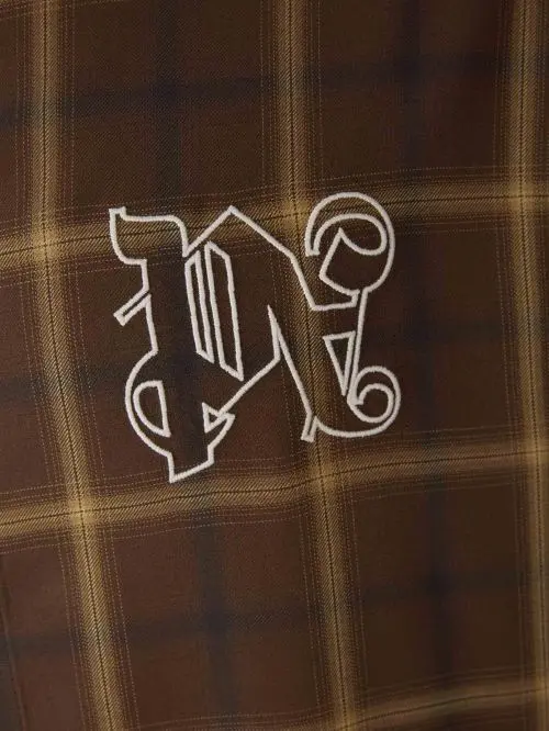 Palm Angels Logo Embroidered Checked Long-sleeved Shirt