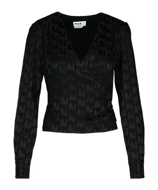 MSGM All-over Patterned V-neck Blouse