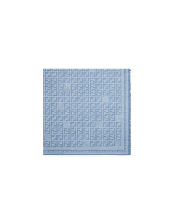 Fendi Ff Printed Frayed-edge Scarf - Blue