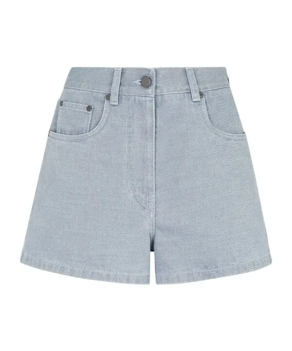 Fendi Ff Embossed Denim Shorts - Blue