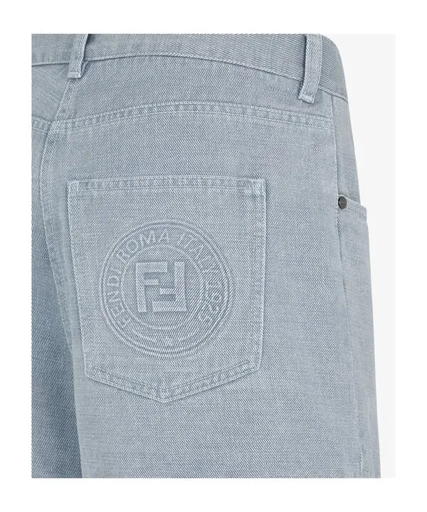 Fendi Ff Embossed Denim Shorts - Blue