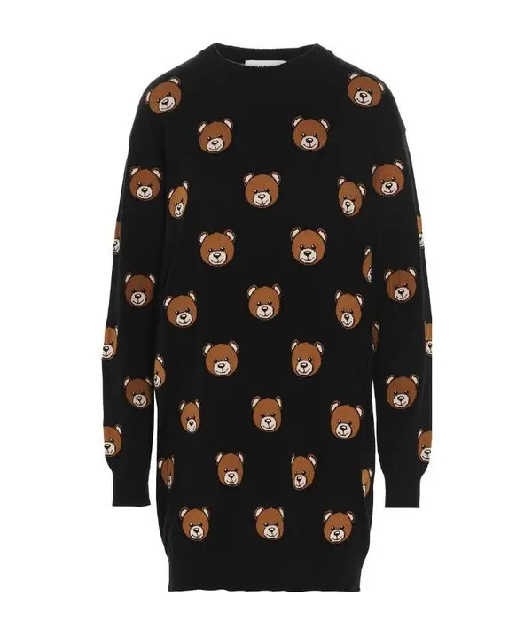Moschino Teddy Bear Pattern Knit Mini Dress