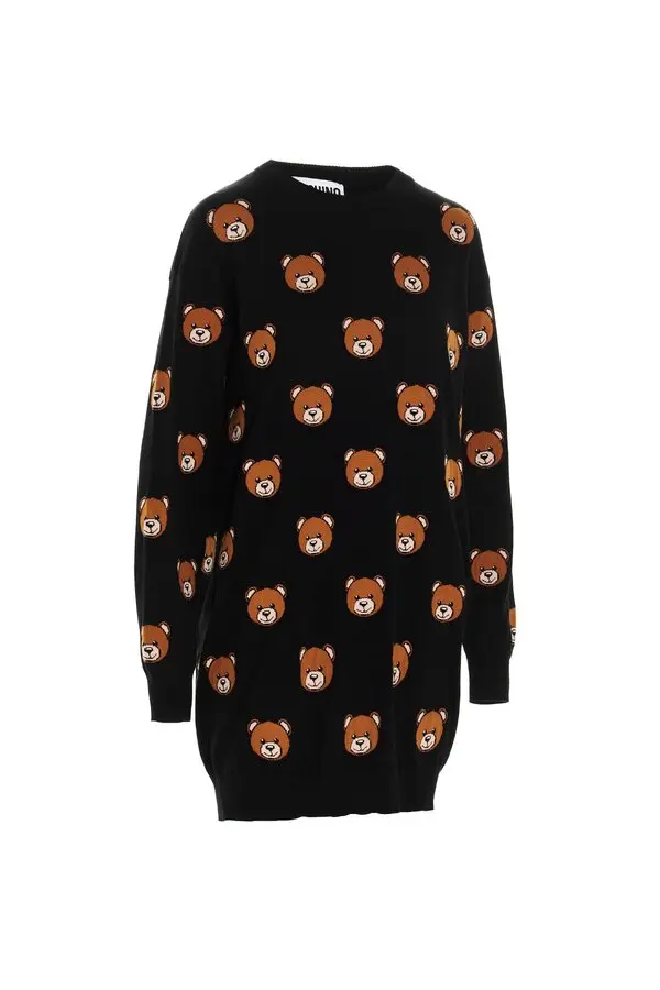 Moschino Teddy Bear Pattern Knit Mini Dress