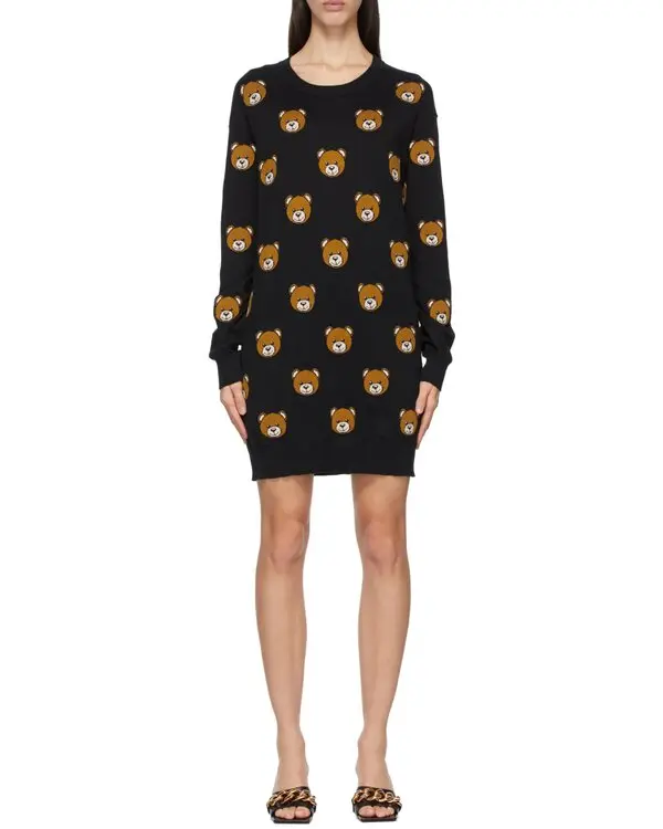 Moschino Teddy Bear Pattern Knit Mini Dress
