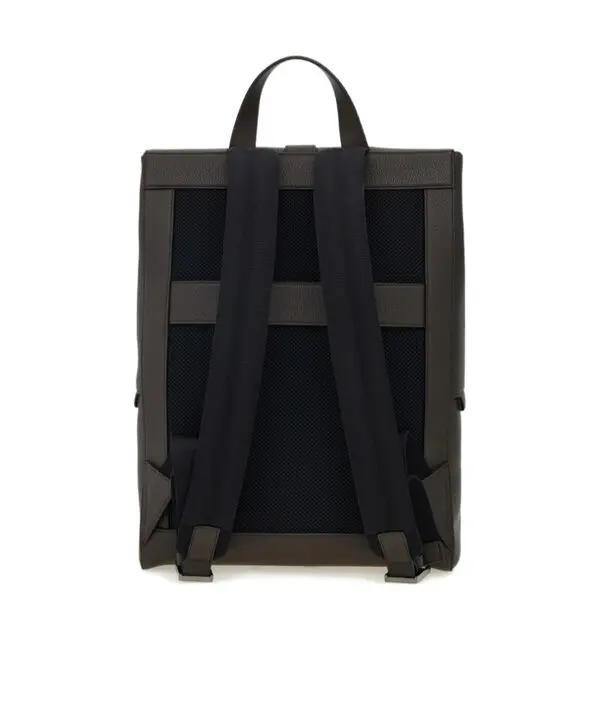 FERRAGAMO Gancini Buckle Leather Backpack - Black