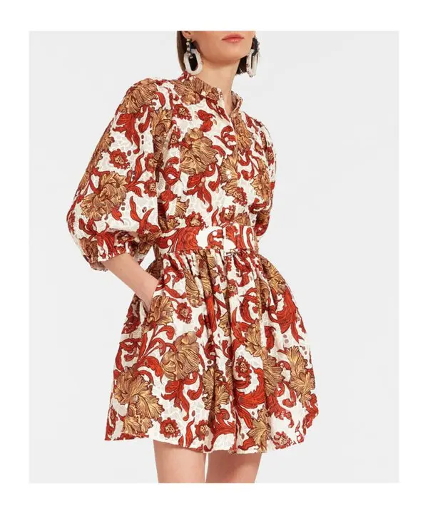 La DoubleJ Portofino Printed Dress With Detachable Ribbon Belt - Brown