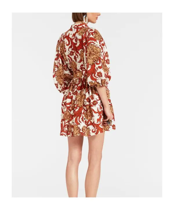 La DoubleJ Portofino Printed Dress With Detachable Ribbon Belt - Brown