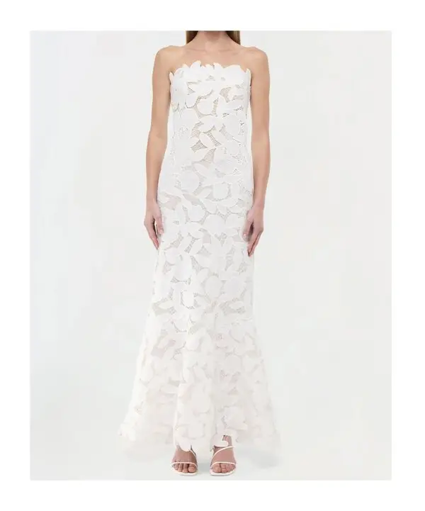Simkhai Valletta Strapless Embroidered Maxi Dress - White