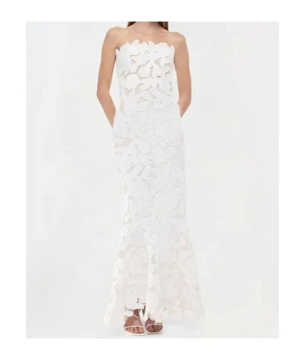 Simkhai Valletta Strapless Embroidered Maxi Dress - White