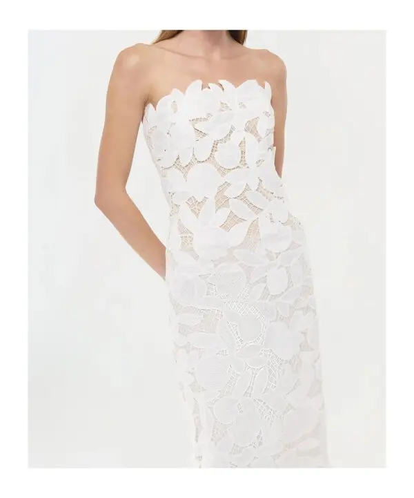 Simkhai Valletta Strapless Embroidered Maxi Dress - White