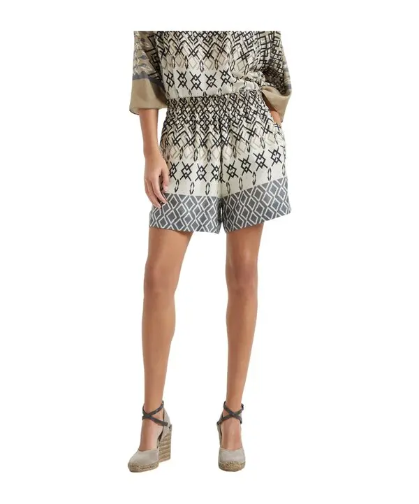 Brunello Cucinelli Geometric Pattern Silk Shorts