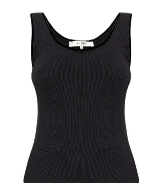FRAME Velvet Trim Ribbed Tank Top