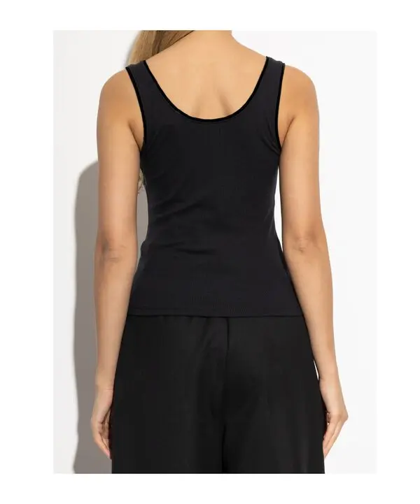 FRAME Velvet Trim Ribbed Tank Top