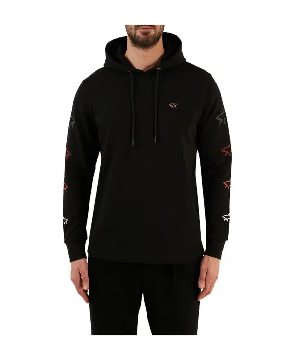 PAUL  SHARK Paul & Shark Embroidered Shark Print Hoodie
