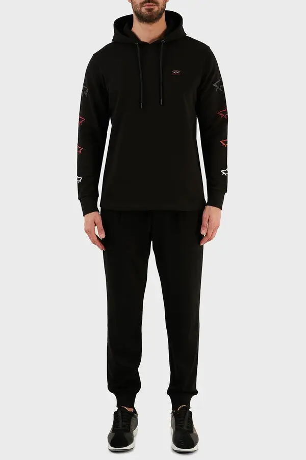 PAUL  SHARK Paul & Shark Embroidered Shark Print Hoodie