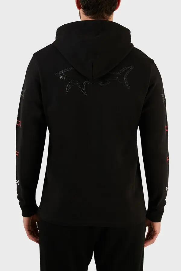 PAUL  SHARK Paul & Shark Embroidered Shark Print Hoodie