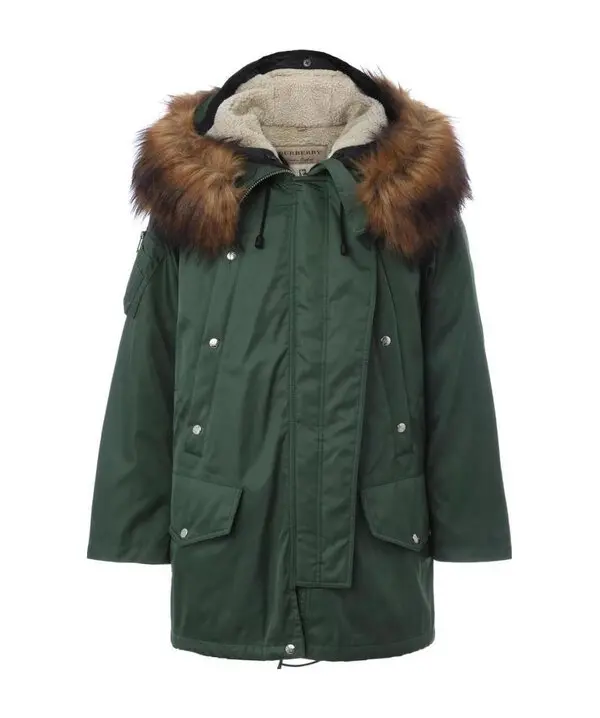 Burberry Hooded Parka With Detachable Faux Fur Trim