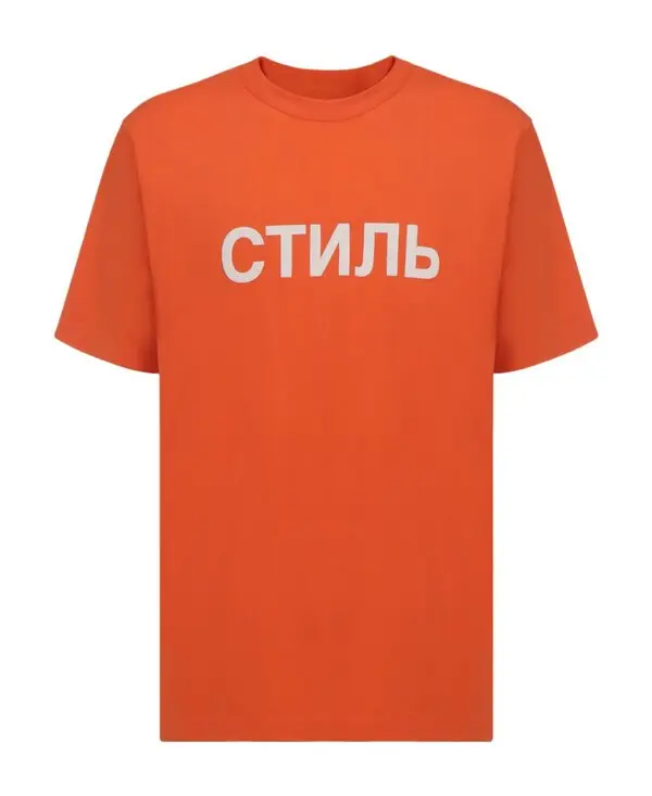 Heron Preston Logo Printed Crewneck T-shirt - Orange