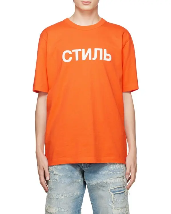 Heron Preston Logo Printed Crewneck T-shirt - Orange