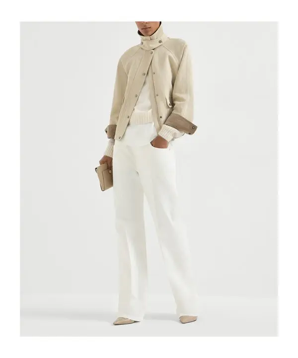 Brunello Cucinelli Zip Up Jacket With Classic Collar - Beige