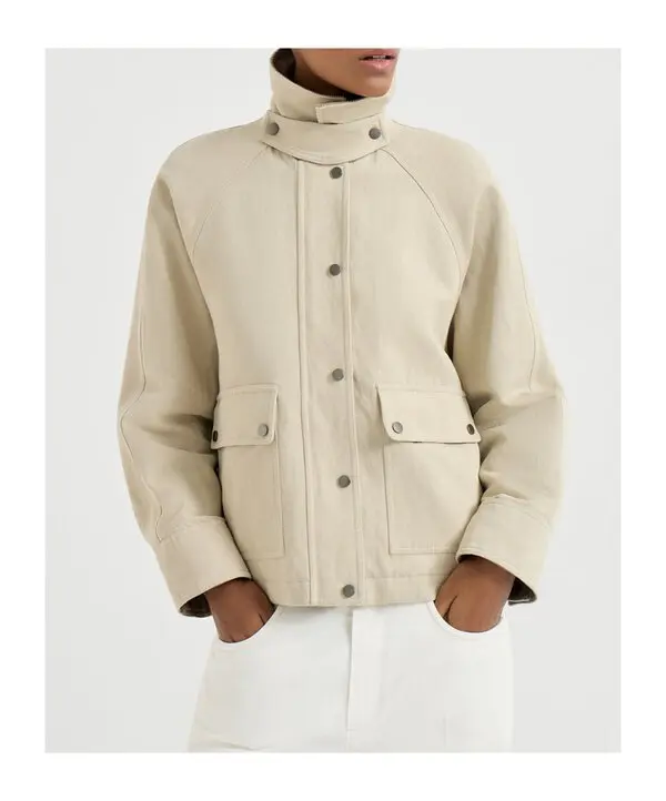 Brunello Cucinelli Zip Up Jacket With Classic Collar - Beige