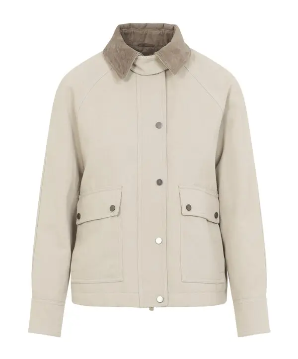Brunello Cucinelli Zip Up Jacket With Classic Collar - Nude