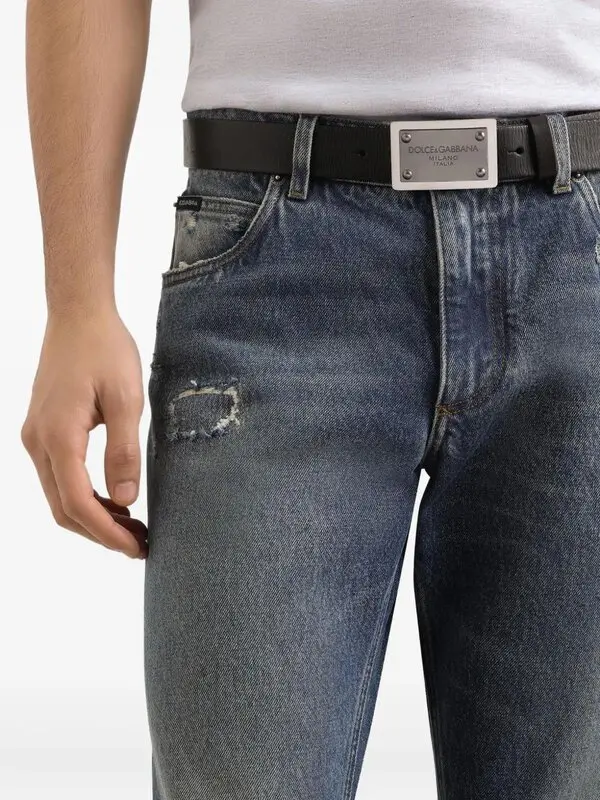 Dolce & Gabbana Distressed Logo Plaque Jeans - Multi-color