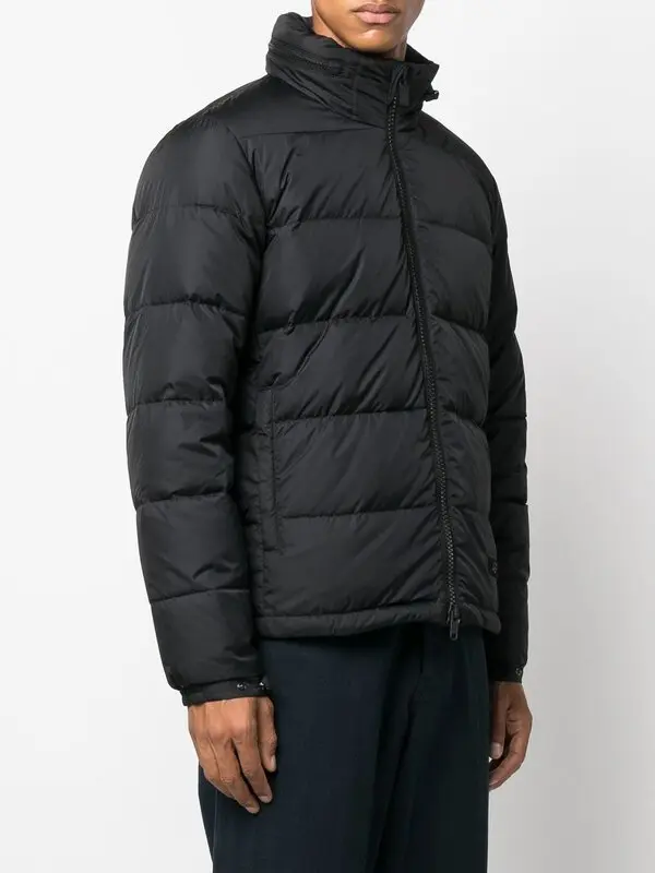 Aspesi Padded Zip Up Jacket With Logo Patch - Black