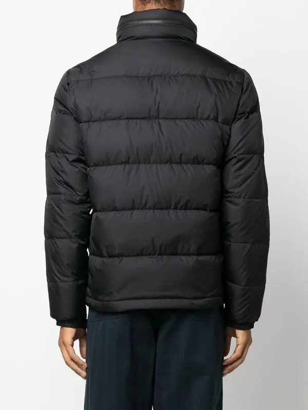 Aspesi Padded Zip Up Jacket With Logo Patch - Black