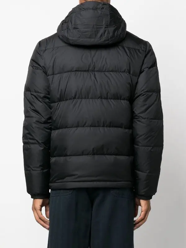Aspesi Padded Zip Up Jacket With Logo Patch - Black