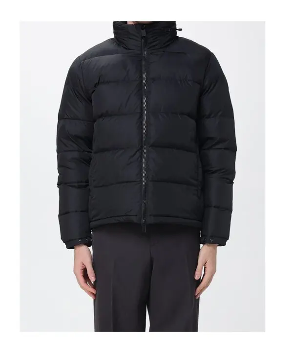 Aspesi Padded Zip Up Jacket With Logo Patch - Black