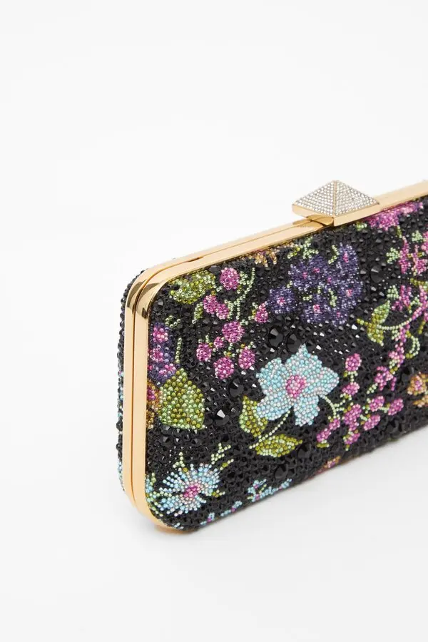 Valentino Garavani Embellished Floral Shoulder Bag - Black