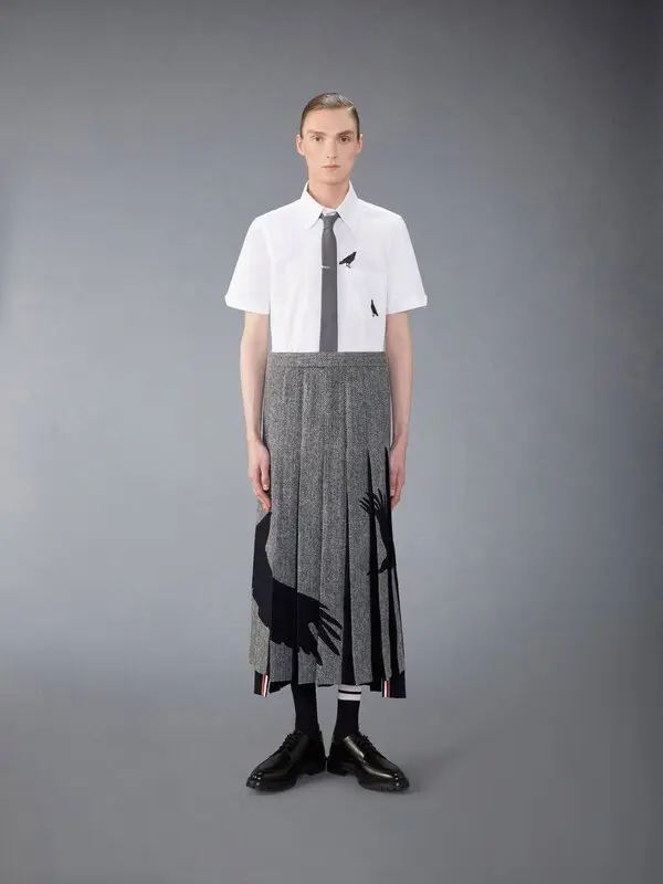 Thom Browne Raven-embroidered Cotton Shirt