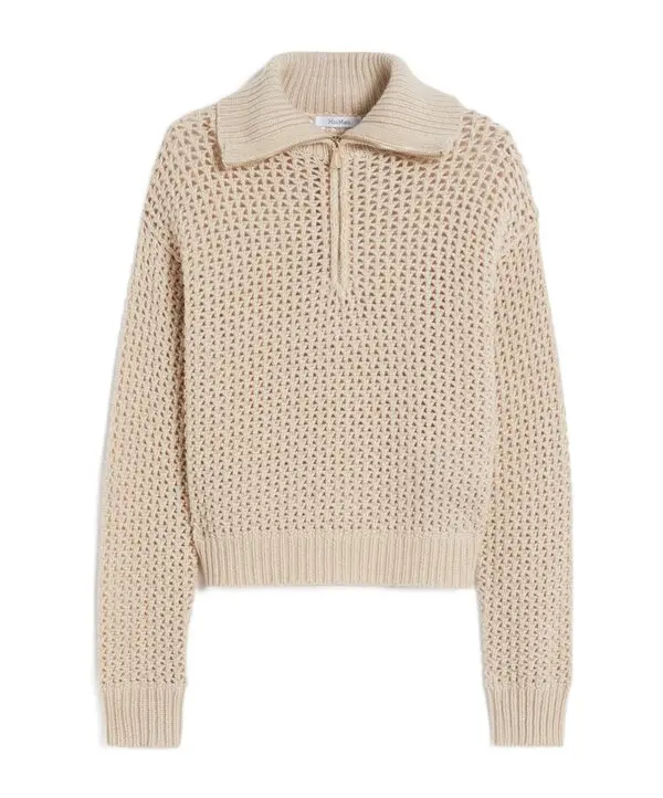 Max Mara Zip-up Open-knit Polo Shirt